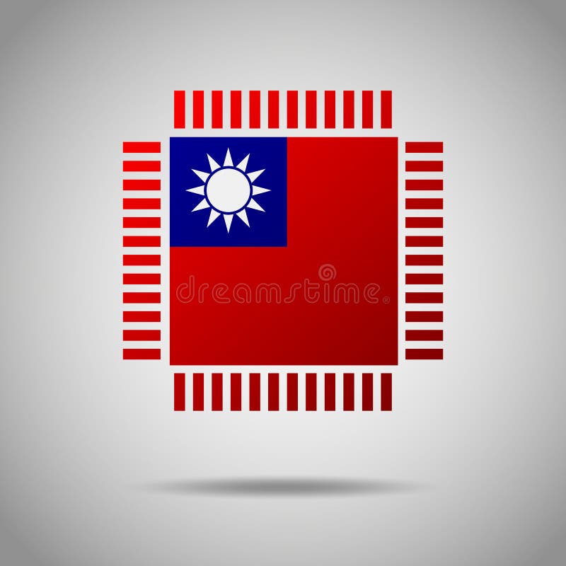 Flag of Taiwan. Integrated Circuit Icon in Colors of Taiwanese Flag ...