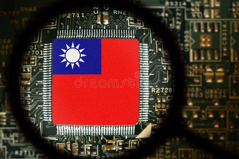 Flag of Taiwan on a Processor. Computer Board with Chip Stock Photo ...