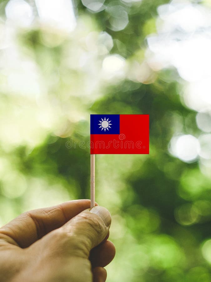 The Flag of the Taiwan Which is Held in Hand. Stock Photo - Image of ...