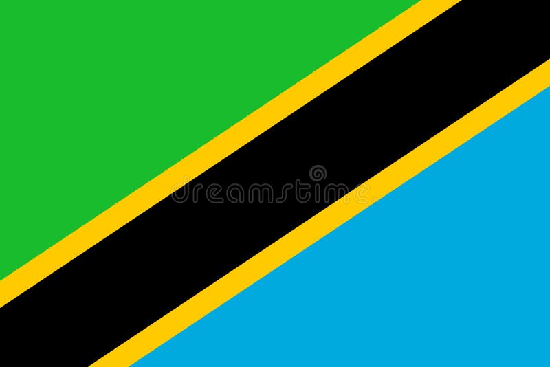 Flag Of Tanzania Official Colors Flat Vector Illustration Stock