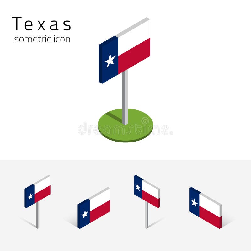 Flag of Texas USA, Vector 3D Isometric Flat Icons Stock Vector ...