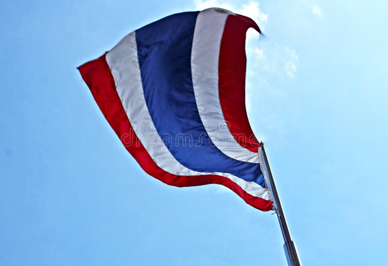 Flag of Thailand or Siam in Blue Sky Stock Photo - Image of ...