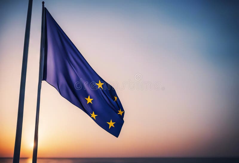 Flag Three Dimensional Realistic Pole Europa Europe Blowing Background ...