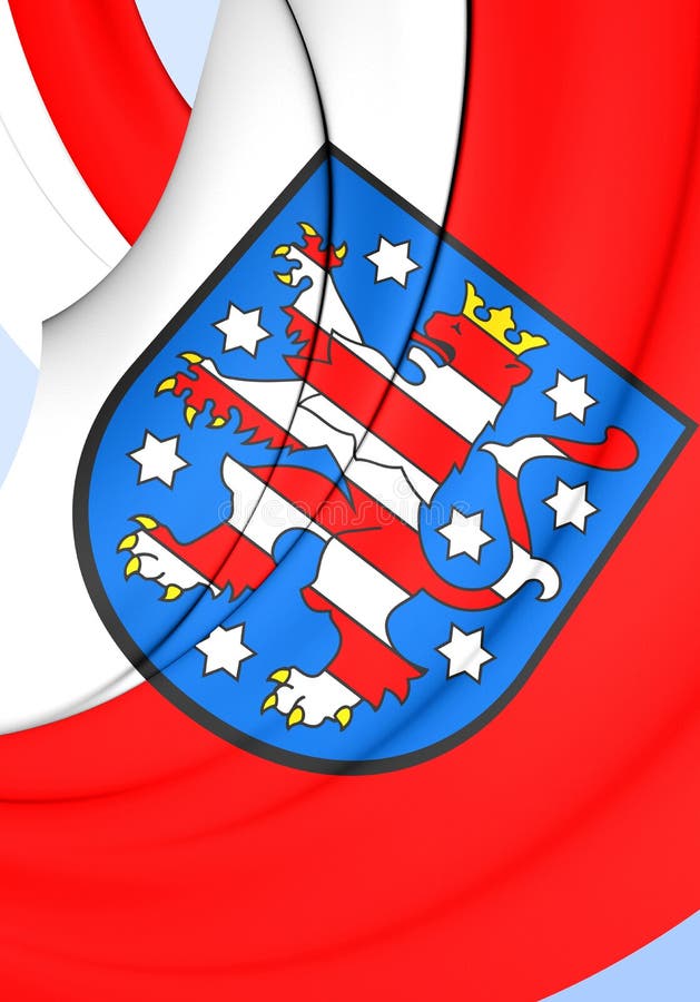 3D Flag of Thuringia, Germany. Stock Illustration - Illustration of ...