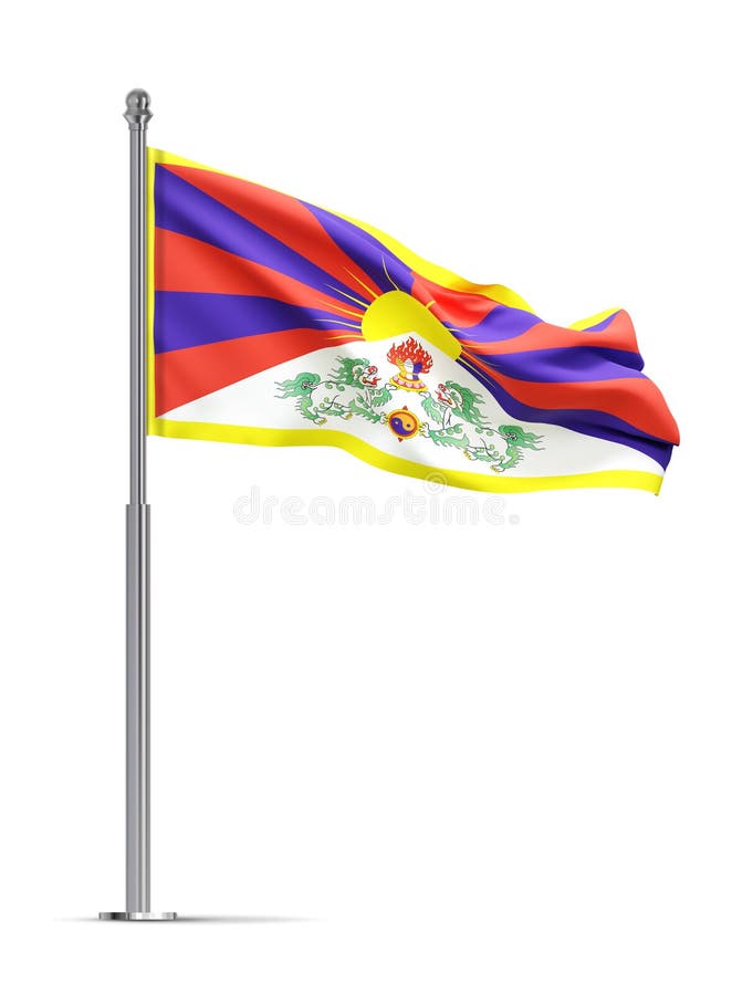 Flag of Tibet Isolated on White Background Stock Illustration ...