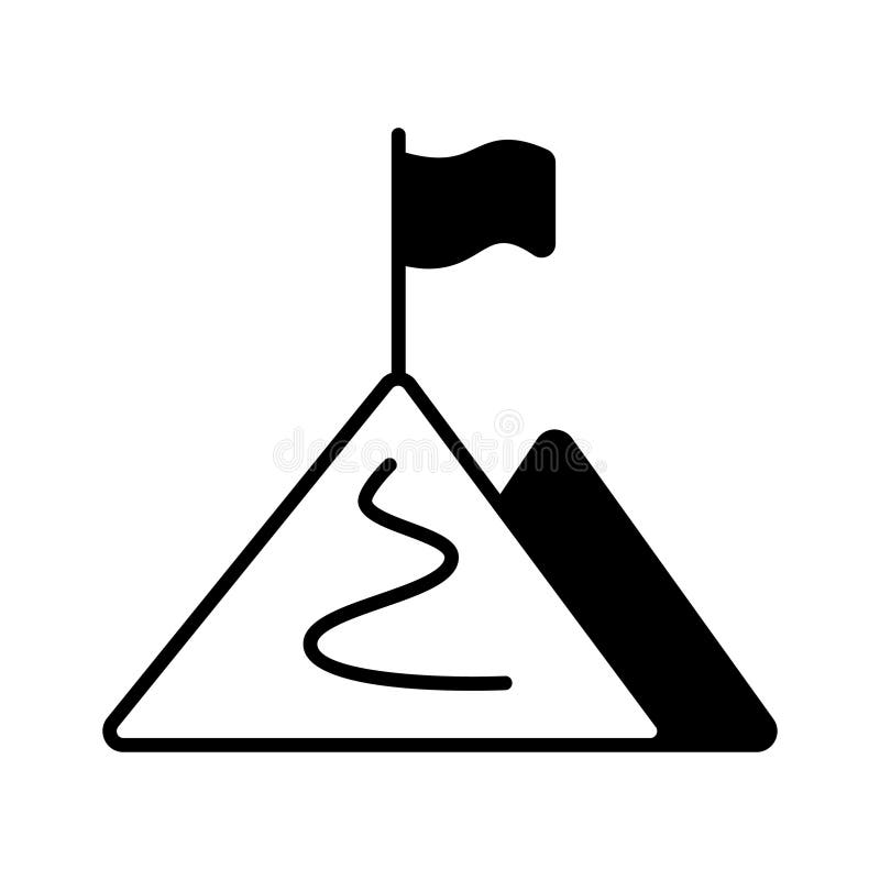 Flag on Top of Mountain, Concept Icon of Mission in Trendy Style Stock ...