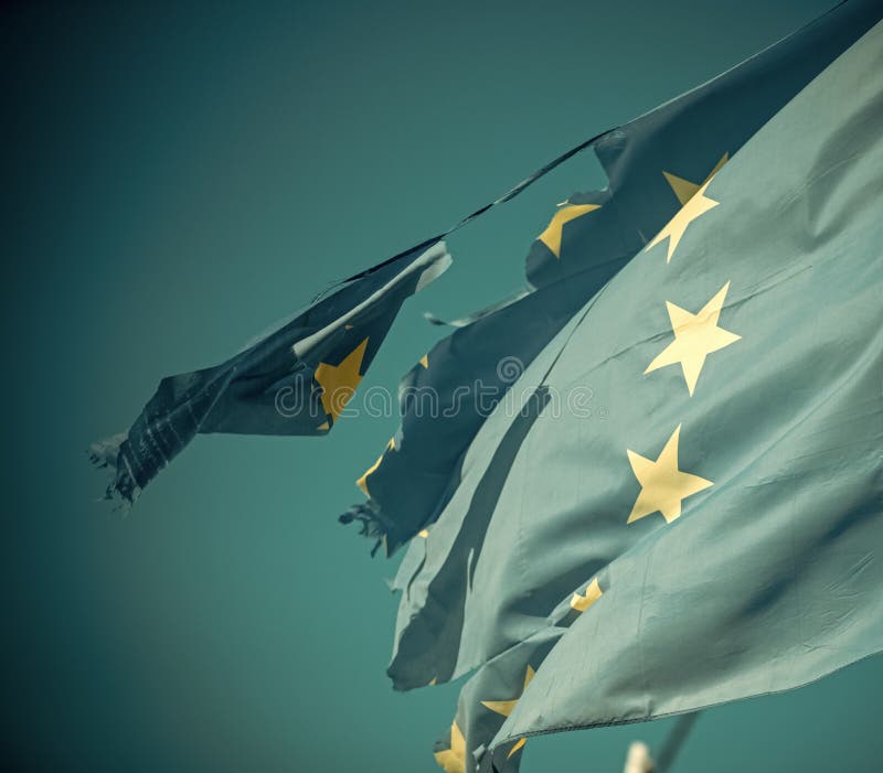 Flag is Torn Off at Side, Symbol of Problems, Decay, Disintegration ...