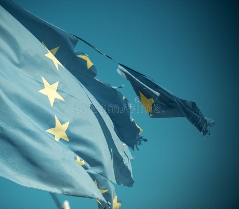 Flag is Torn Off at Side, Symbol of Problems, Decay, Disintegration ...