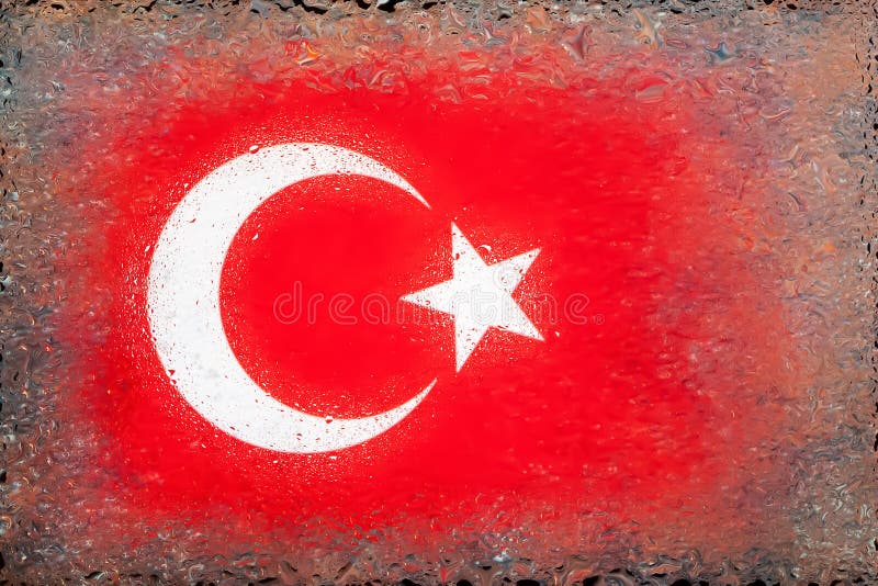 Flag of Turkey. Flag of Turkey on the Background of Water Drops. Flag ...