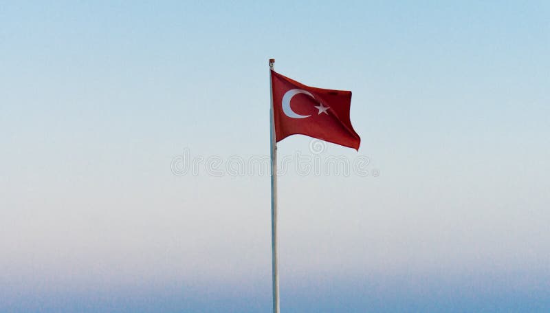 Flag of Turkey on Blue Sky Moon Stock Image - Image of holidays, symbol ...