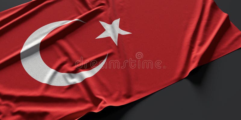 Flag of Turkey. Fabric Textured Turkish Flag . 3D Illustration Stock ...