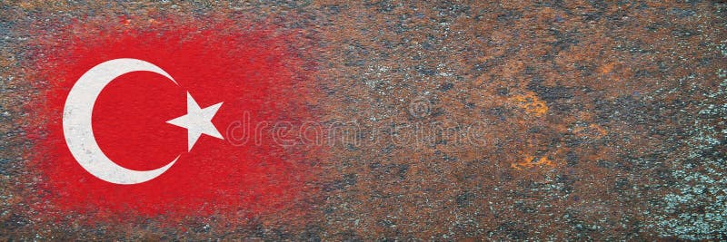 Flag of Turkey. Flag Painted on Rusty Surface. Rusty Background. Copy ...