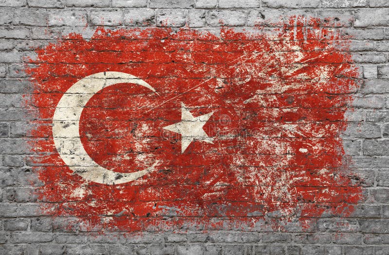 Flag of Turkey Painted on Brick Wall Stock Photo - Image of faded ...