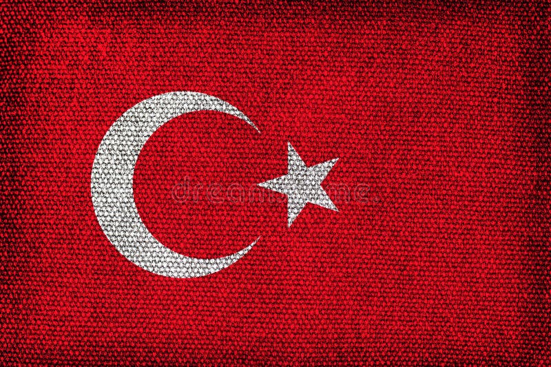 Flag of Turkey with the Texture of Rough Fabric. Stock Illustration ...