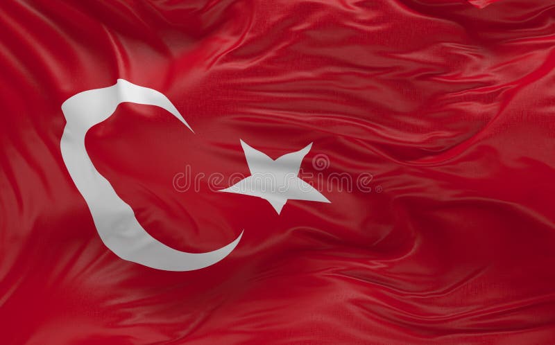 Flag of the Turkey Waving in the Wind 3d Render Stock Image - Image of ...