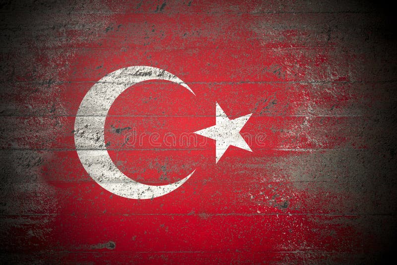 Flag of Turkiye on Concrete Wall Stock Illustration - Illustration of ...