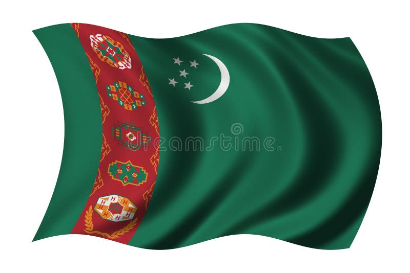 Flag of Turkmenistan stock illustration. Illustration of emblem - 4015873