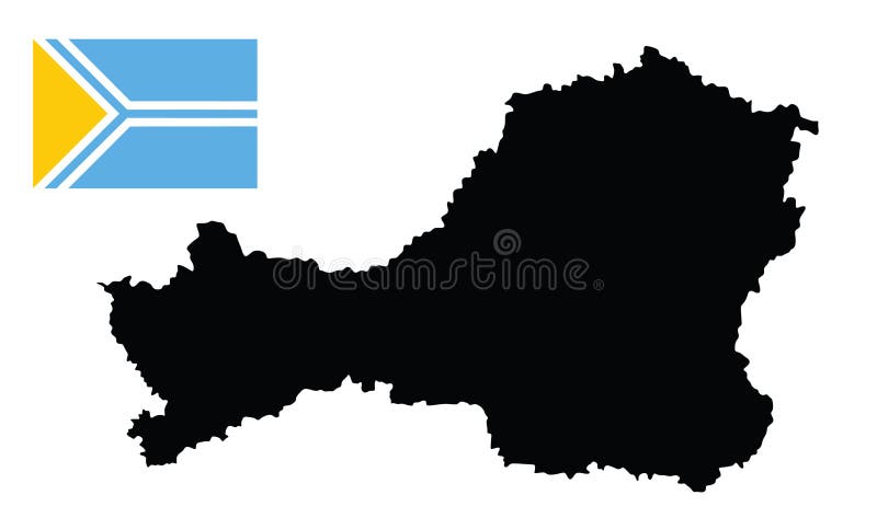 Flag of Tuva Republic Map Vector Silhouette Illustration Isolated on ...