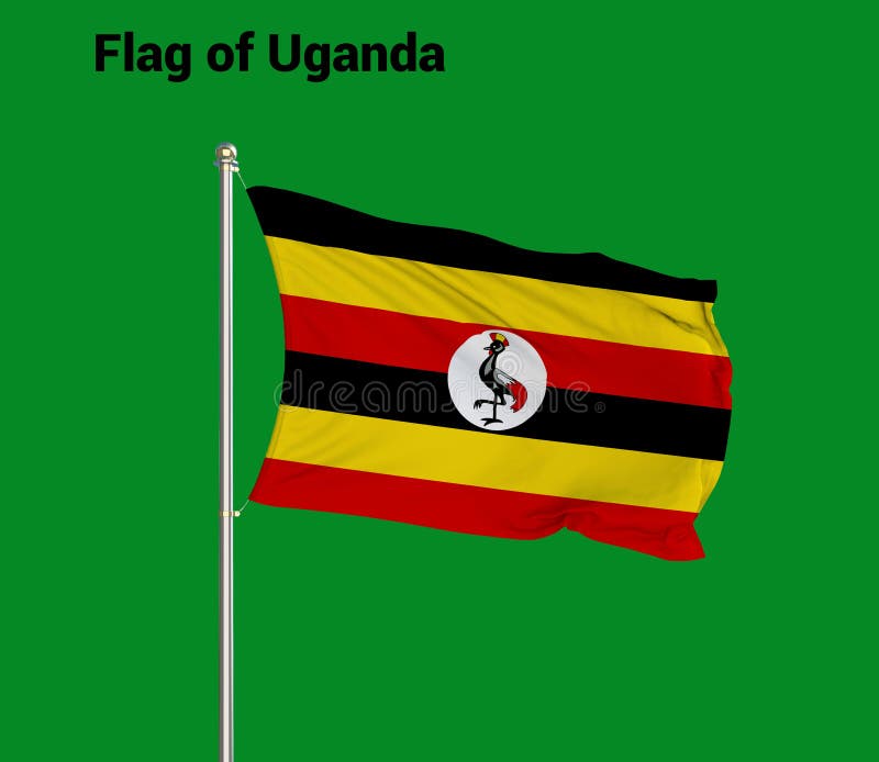 Flag of Uganda, Uganda Flag, National Symbol of Uganda Country. Pole ...
