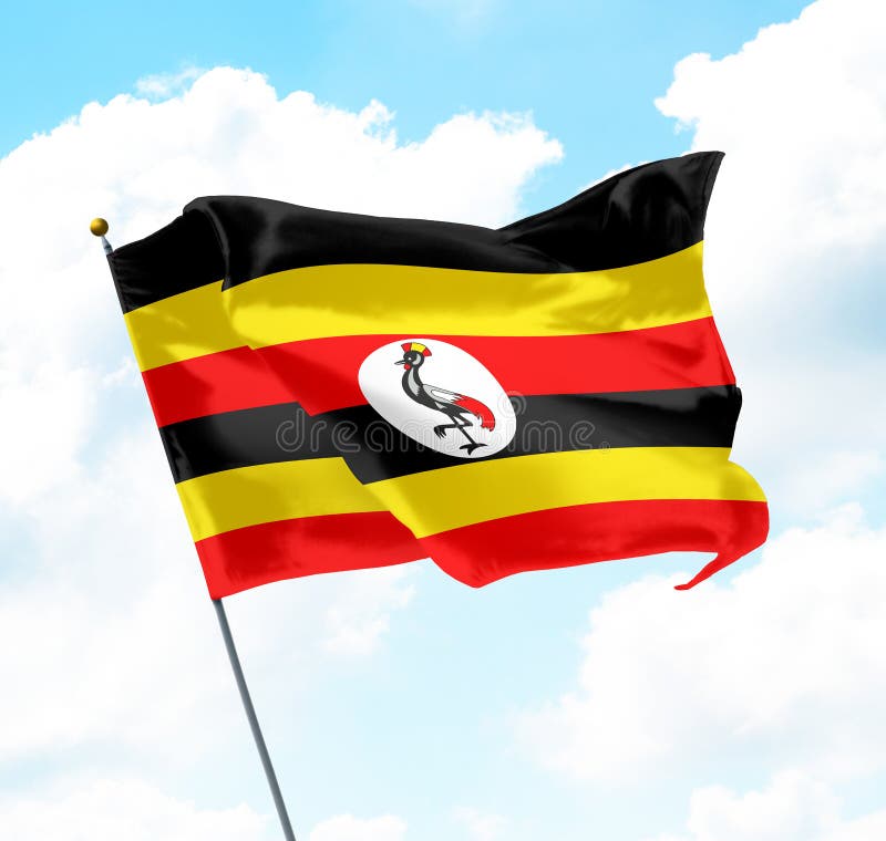 Flag of Uganda stock illustration. Illustration of emblem - 86057859