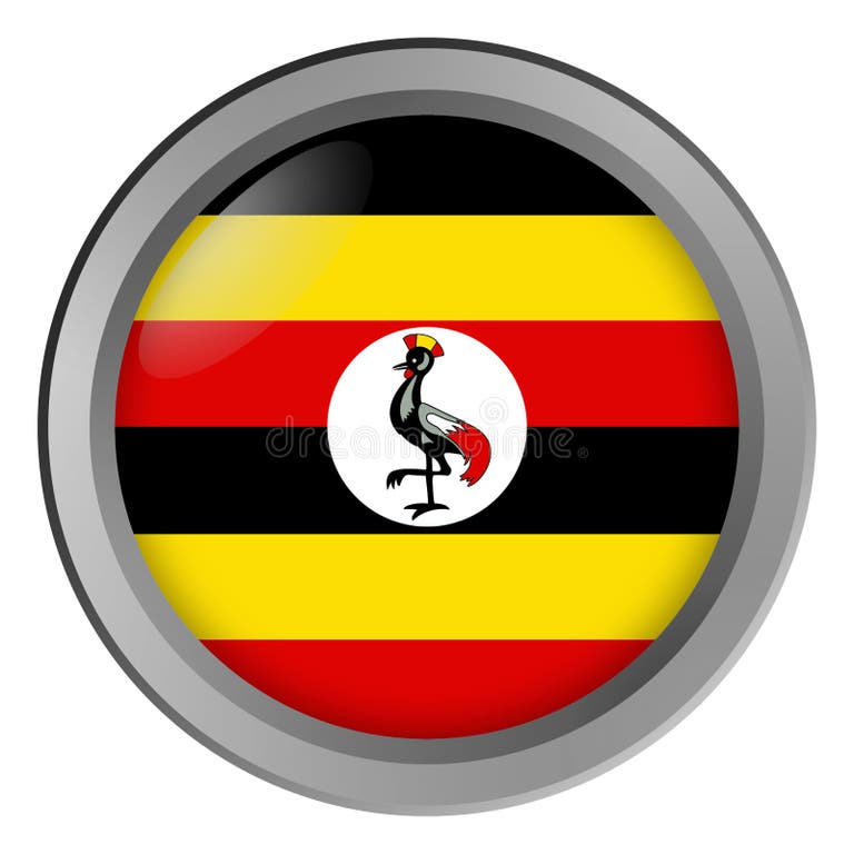 Flag of Uganda Round As a Button Stock Illustration - Illustration of ...