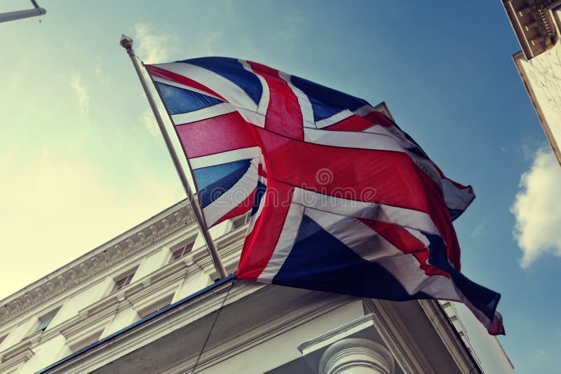 Flag of UK on building stock photo. Image of tourism - 45012522