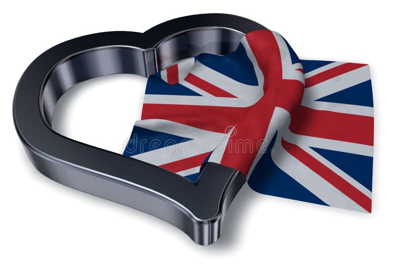 Flag of the Uk and Heart Symbol Stock Illustration - Illustration of ...