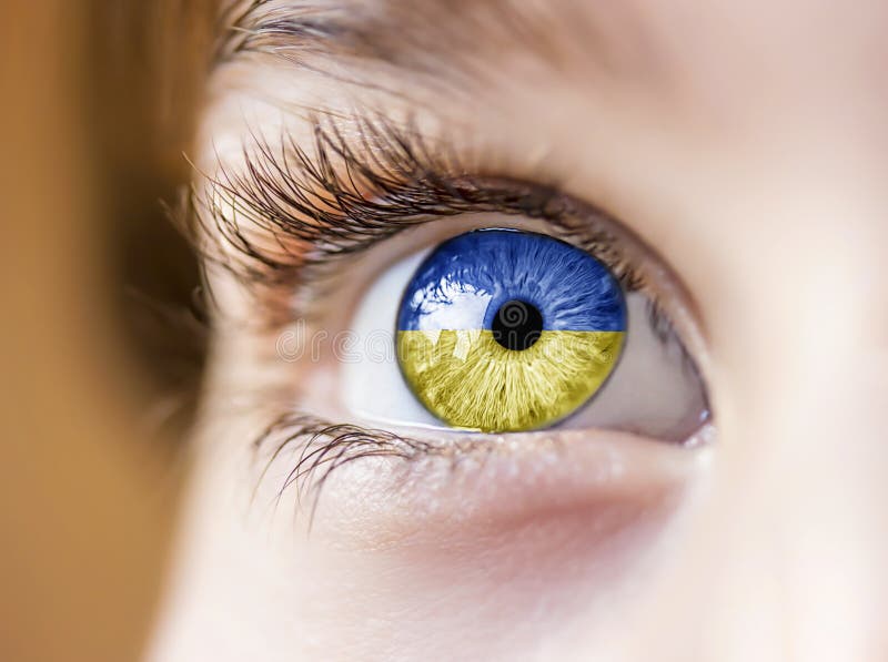 Flag of Ukraine in Beautiful Boy Eye Stock Photo - Image of closeup ...