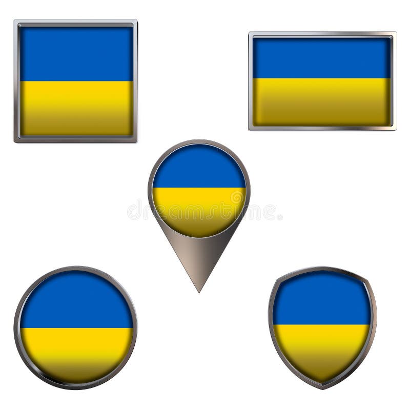 Flag of the Ukraine Icons Set Image Stock Illustration - Illustration ...