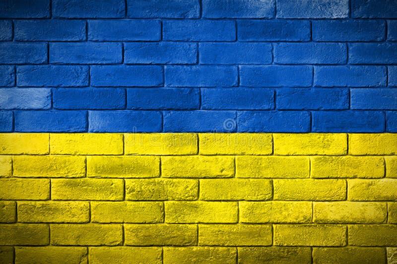The Flag of Ukraine Painted on a Brick Wall. Stock Illustration ...