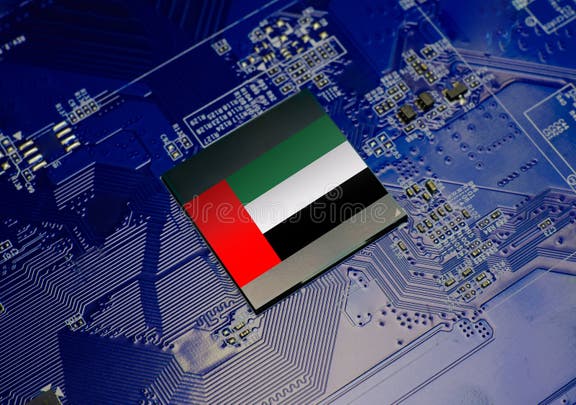 Flag of United Arab Emirates UAE on CPU Operating Chipset Computer ...