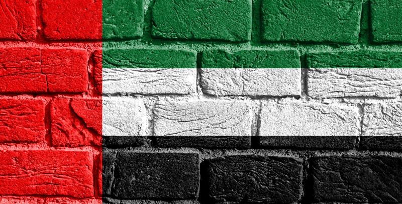 Flag United Arab Emirates on the Wall Stock Image - Image of sovereign ...