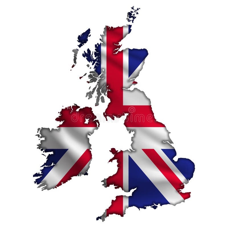 Flag United Kingdom in the Form of a Map Stock Illustration ...