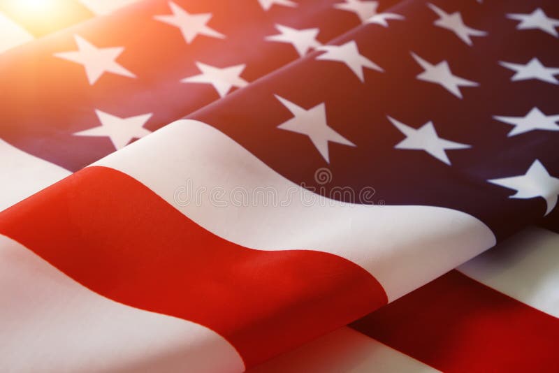 Flag United States of America in Bright Rays Sun Stock Photo - Image of ...
