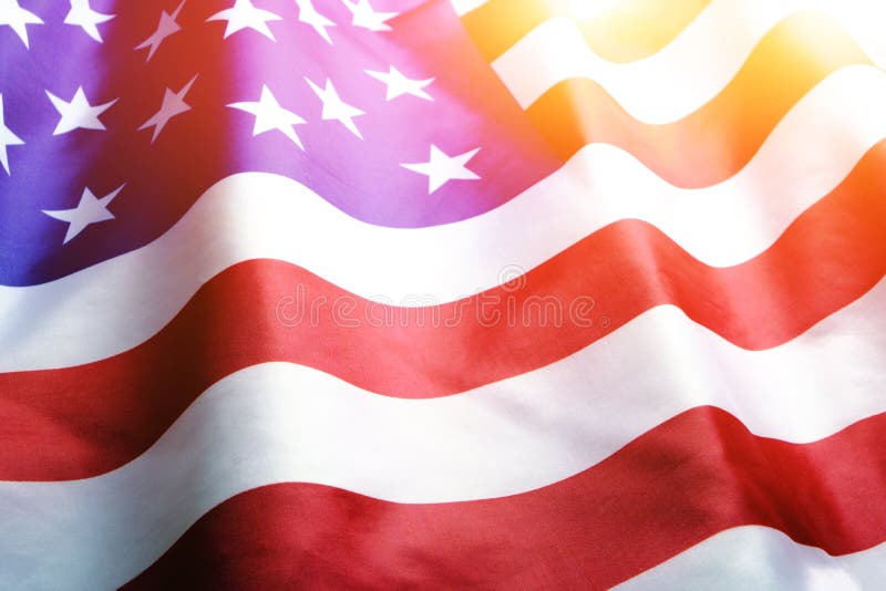 Flag United States of America in Bright Rays Sun Stock Photo - Image of ...