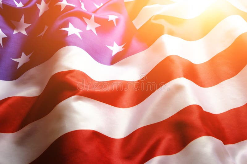 Flag United States of America in Bright Rays Sun Stock Image - Image of ...