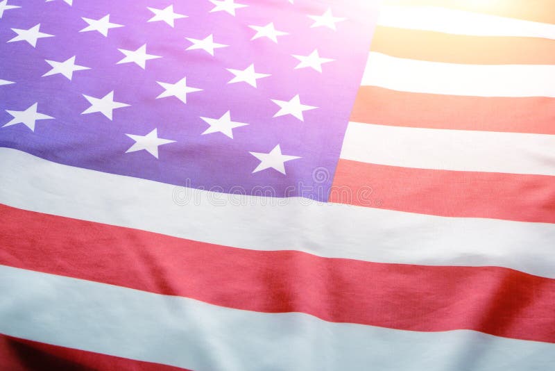 Flag United States of America in Bright Rays Sun Stock Image - Image of ...
