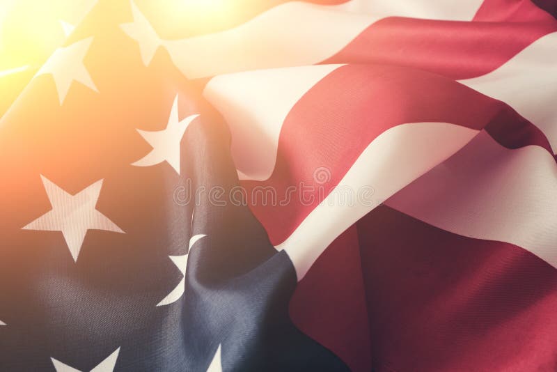 Flag United States of America in Bright Rays Sun Stock Photo - Image of ...
