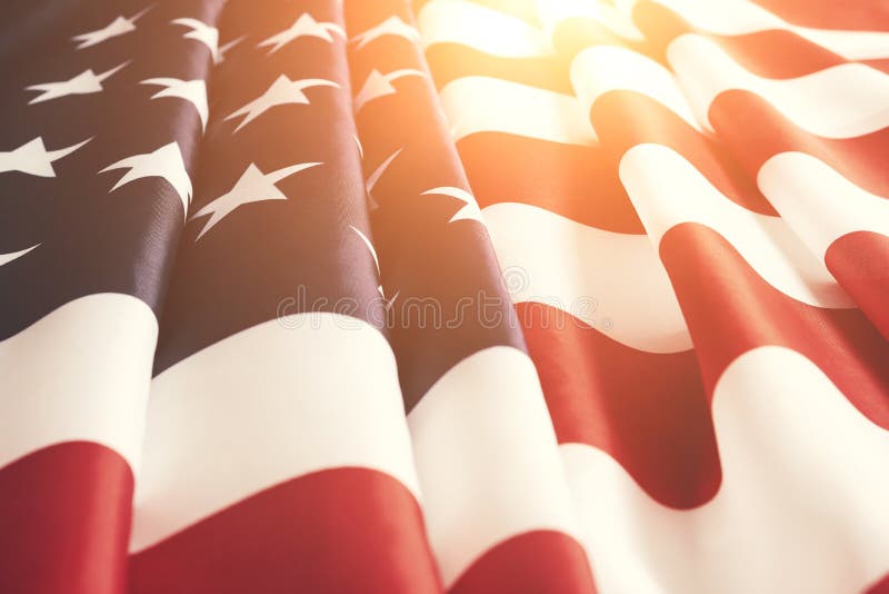 Flag United States of America in Bright Rays Sun Stock Image - Image of ...