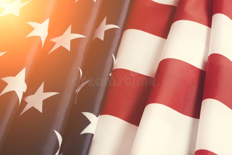 Flag United States of America in Bright Rays Sun Stock Photo - Image of ...