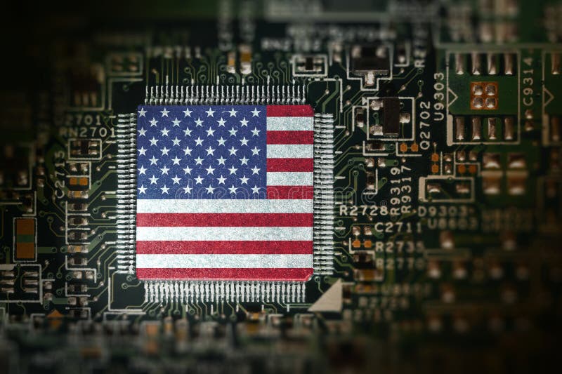 Flag of United States of America on a Processor. Stock Image - Image of ...