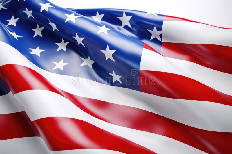 Flag of United States on White Background Stock Illustration ...