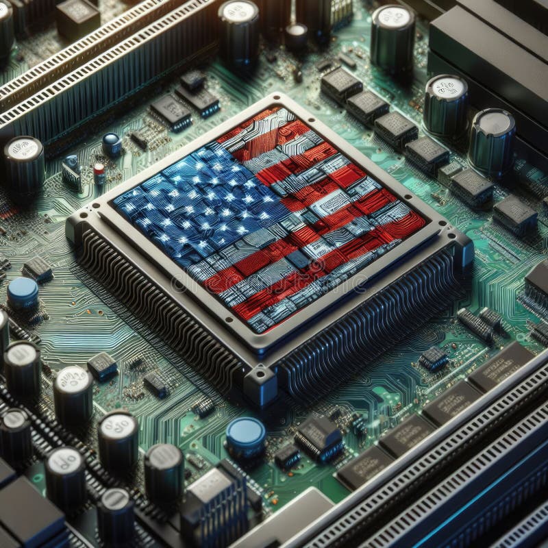 Flag of USA on a Mainboard Cpu Chip Stock Illustration - Illustration ...