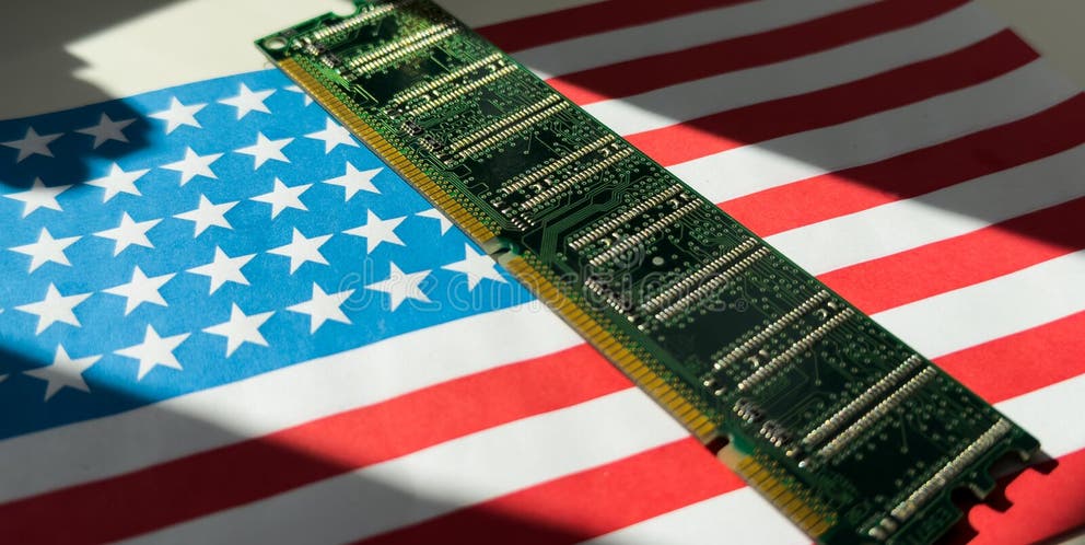 Flag of USA on a Processor, CPU Central Processing Unit or GPU ...