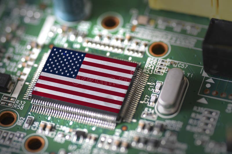 Flag of USA on a Processor, CPU Central Processing Unit Stock Image ...