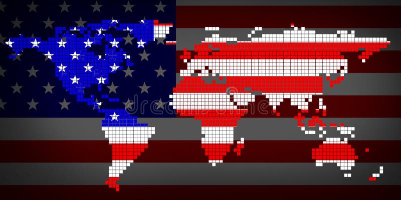 Flag USA and world map stock illustration. Illustration of world - 89294309