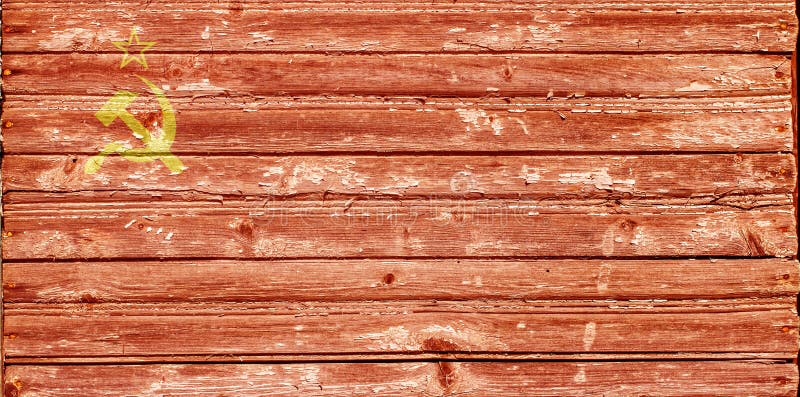 Flag of the USSR with the Texture of Rough Boards. Stock Photo - Image ...