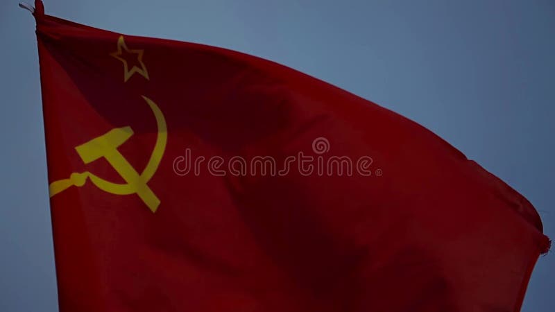 Flag of the USSR on Blue Sky Background Stock Footage - Video of full ...