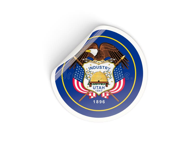 Flag of Utah, US State Round Sticker Stock Illustration - Illustration ...