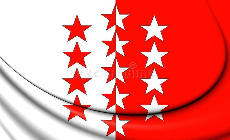 Flag of Valais Canton, Switzerland. Stock Illustration - Illustration ...
